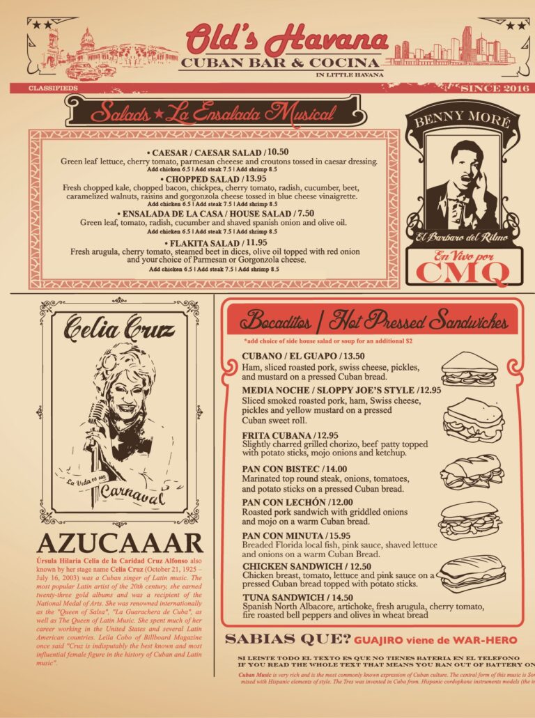 MENU – Olds Havana